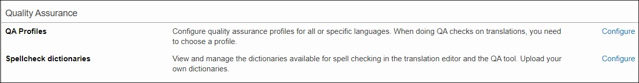 Quality Assurance Settings